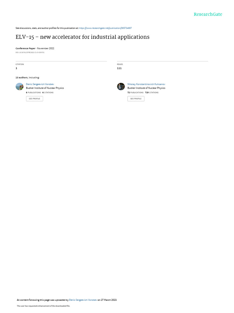 ELV-15 - New Accelerator For Industrial Applicatio | PDF