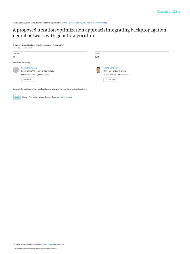 A Proposed Iteration Optimization Approach Integrating Backpropagation Neural Network With