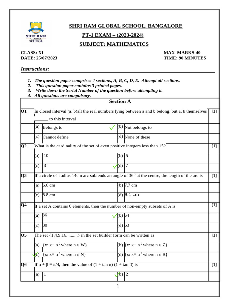 Sample Paper g11 | PDF