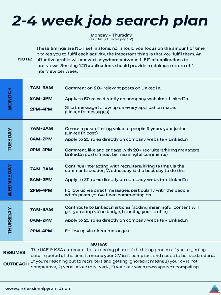 2-4 Week Job Search - Professional Pyramid | PDF