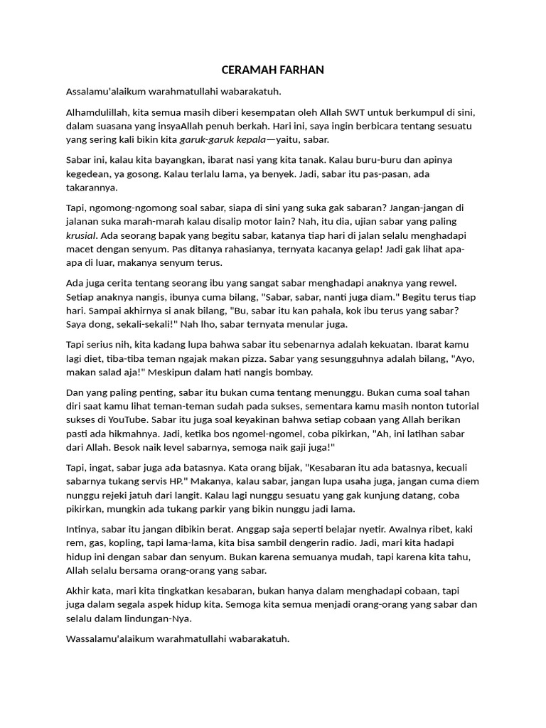 Ceramah Farhan | PDF