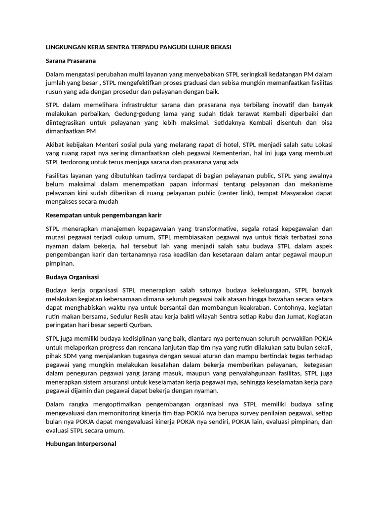 Notulensi Penelitian Lingkungan Kerja STPL | PDF