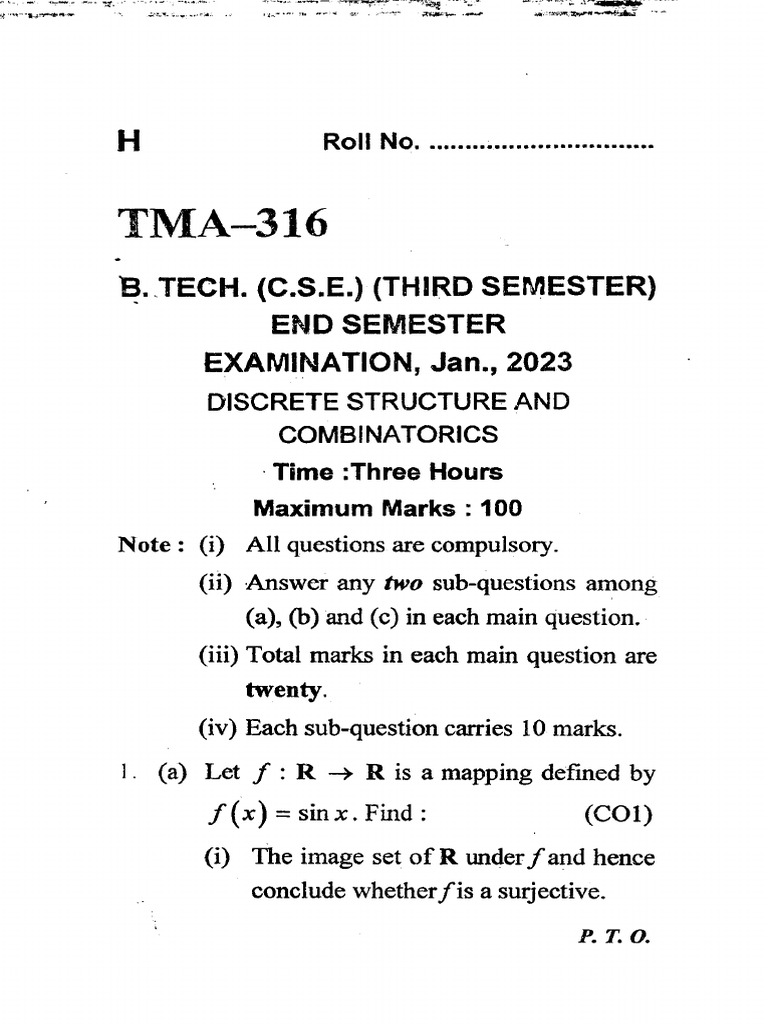 Tma316 Endsem 2023 | PDF