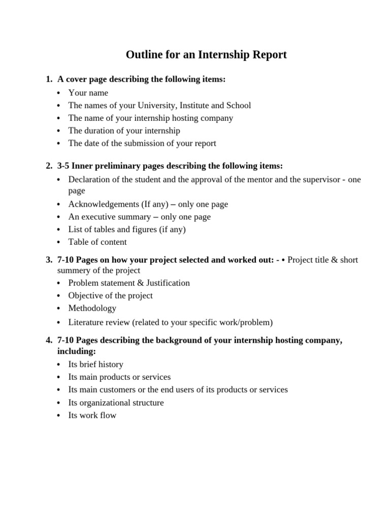 Internship Report Outline Guide | PDF | Cognition | Psychology