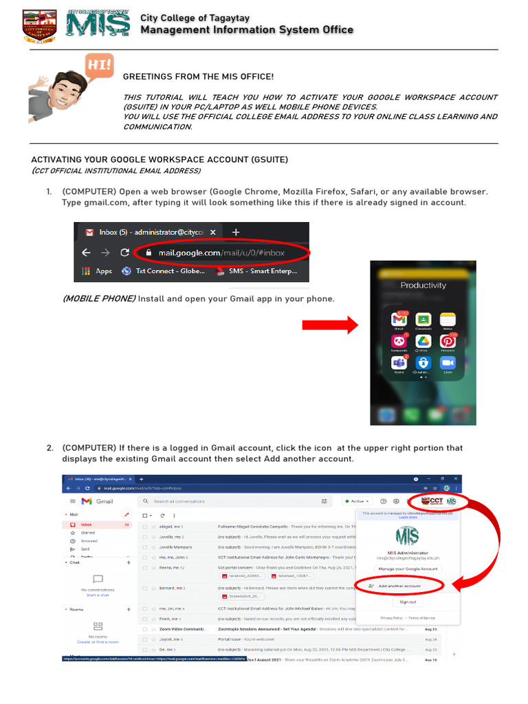 How To Activate Your CCT Email | PDF