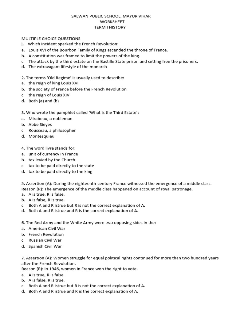 Term I Worksheet Ix | PDF