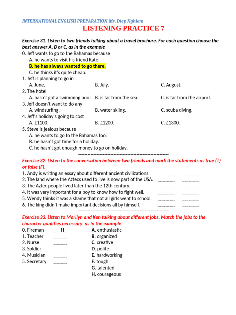 Listening Practice 7 | PDF