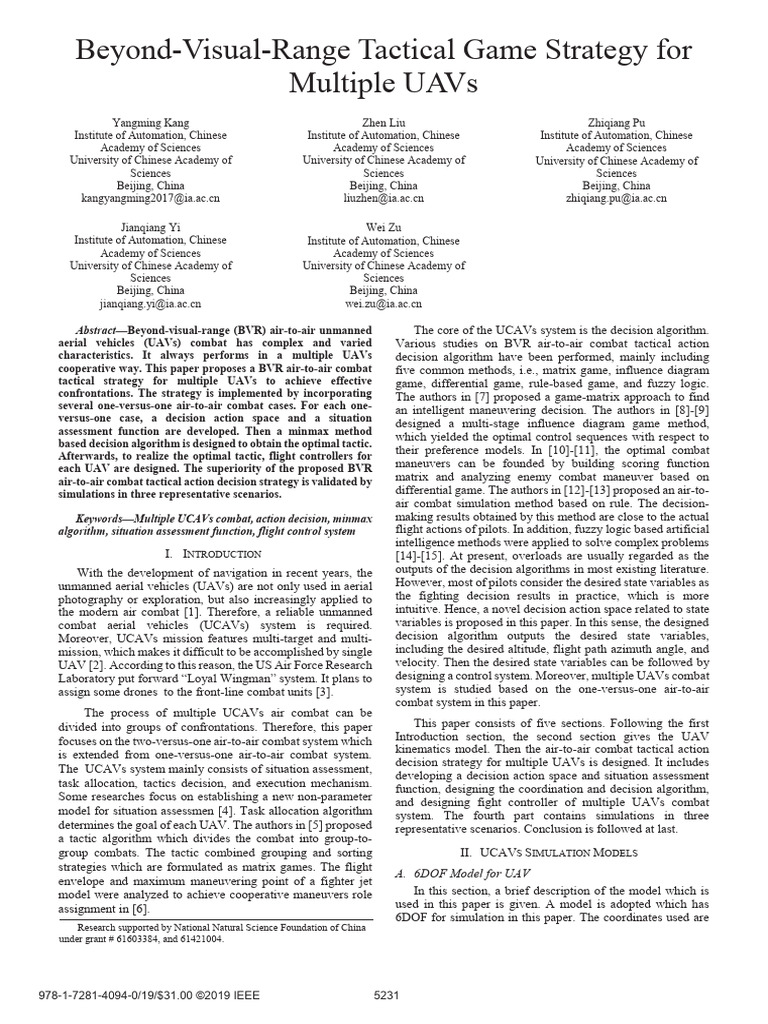 Beyond-Visual-Range Tactical Game Strategy For Multiple UAVs | PDF