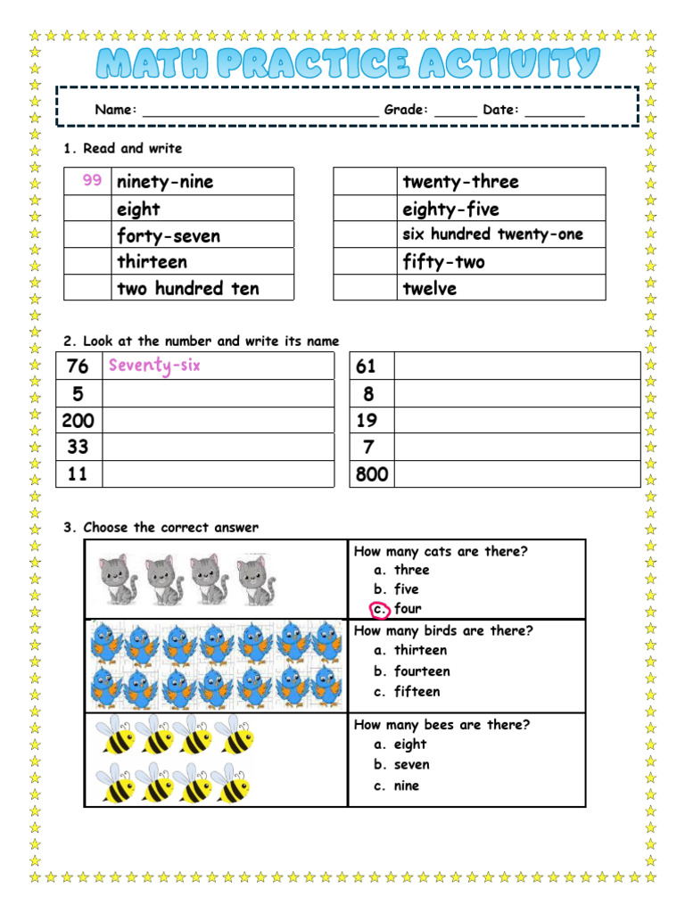 Math Practice Activity (T1) | PDF