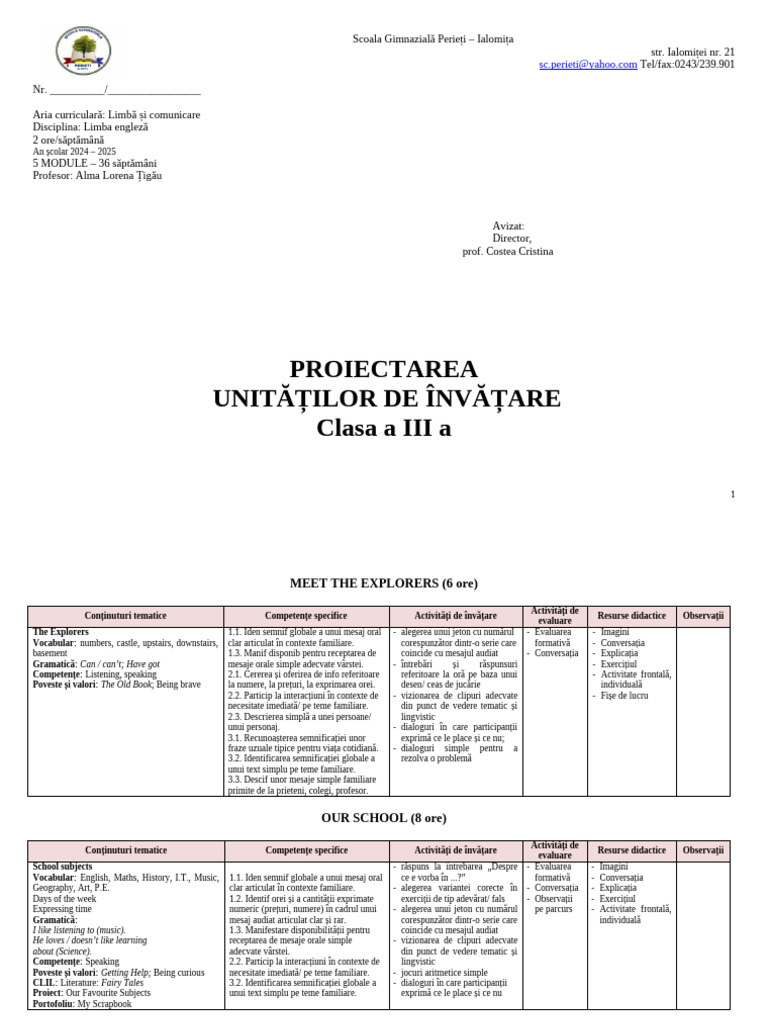 IhPlanif Unitati 3 LK | PDF