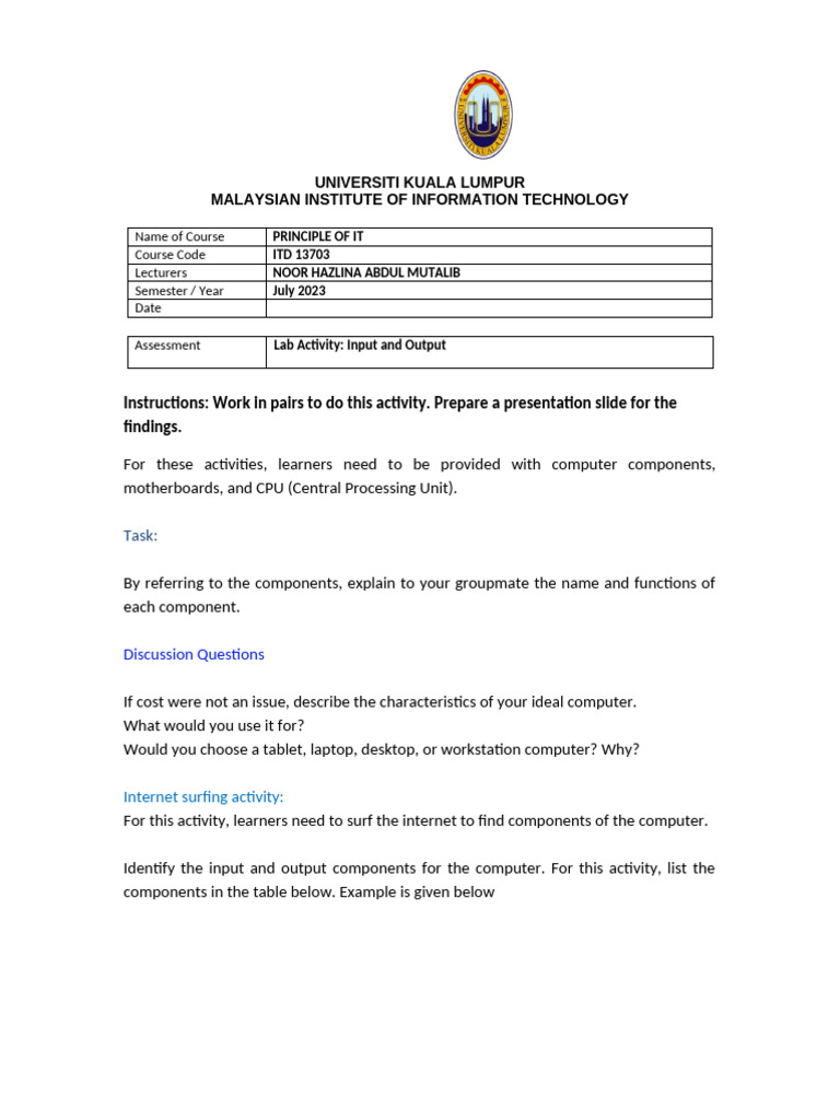 Lab - Input Output | PDF