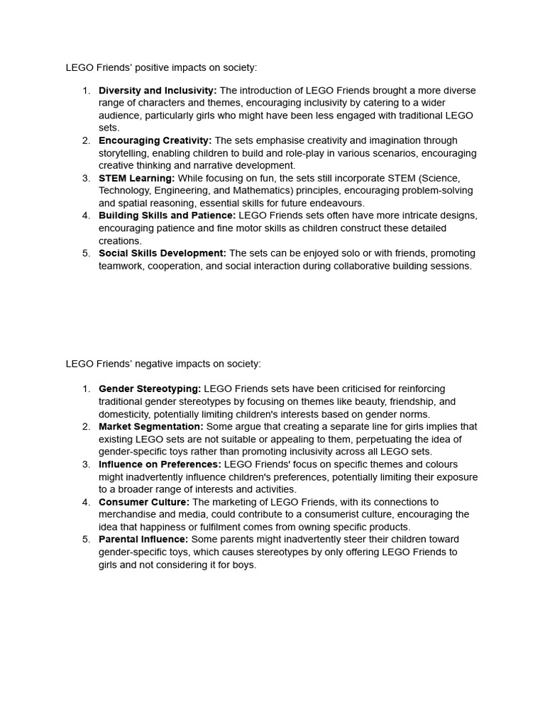 Positives & Negatives LEGO | PDF