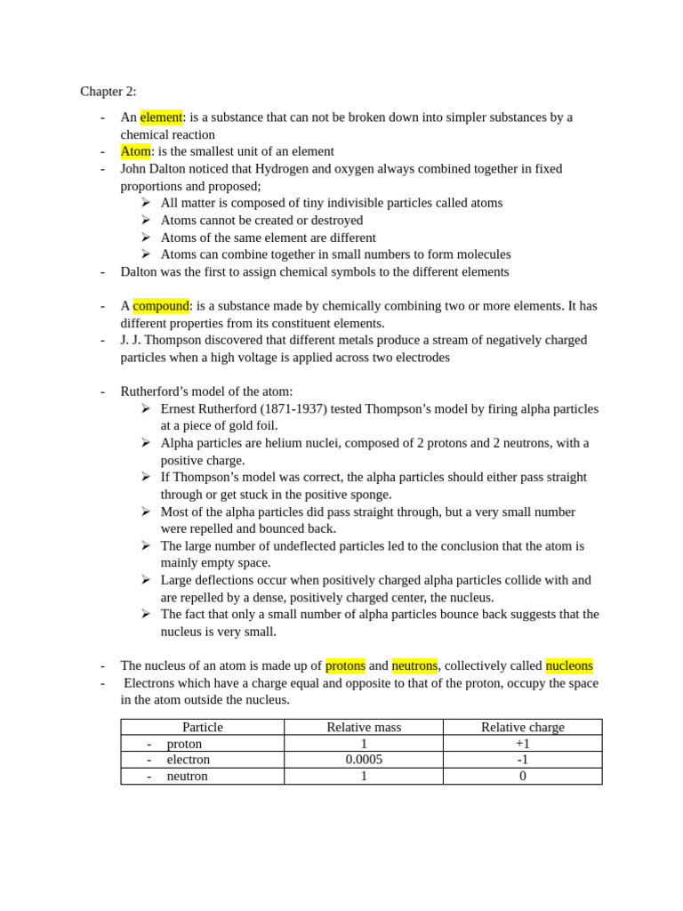 IB Chemistry Part of Chapter 2 Summary | PDF