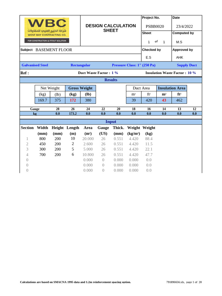 PSBB - Duct Weight | PDF