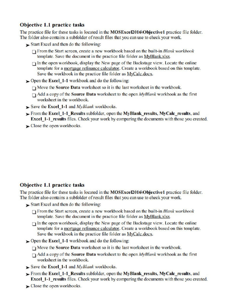 Objective 1.1. Creating New Workbook | PDF