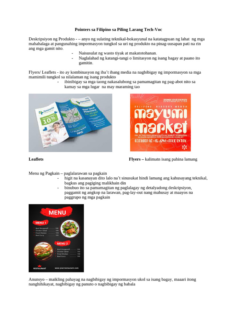 Pointers Sa Filipino Sa Piling Larang Tech 2 | PDF