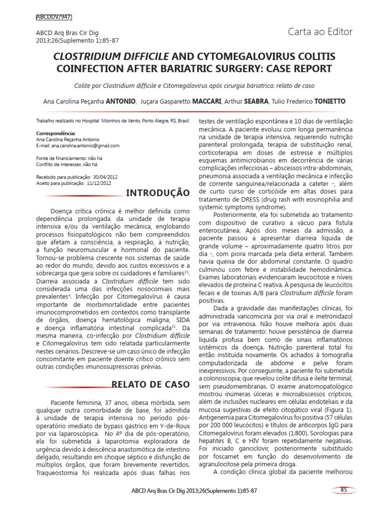 Artigo ABCD Diarreia Clostridium e CMV | PDF