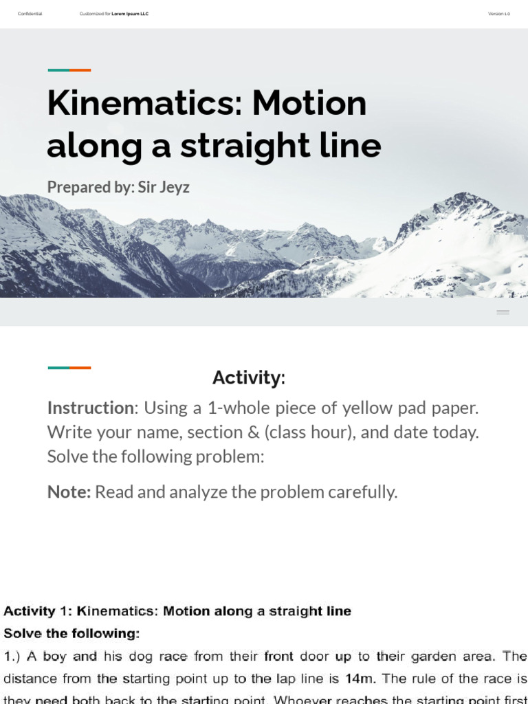 Activity-KINEMATICS-Motion-along-a-straight-line | PDF