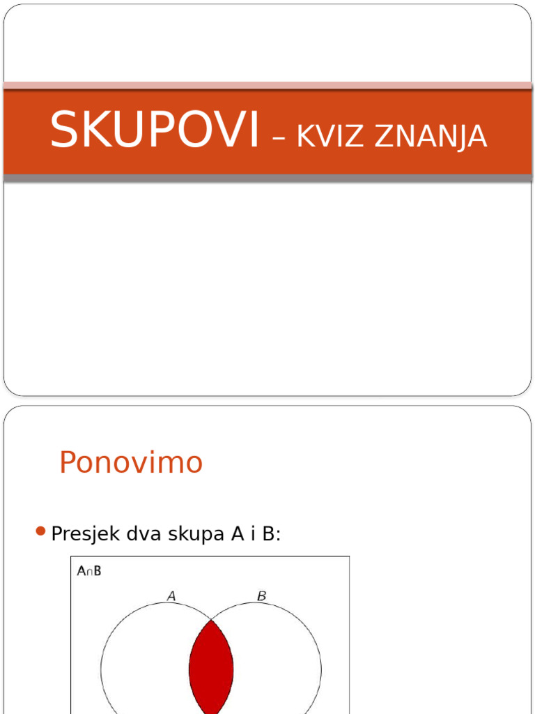 Skupovi - Kviz Znanja | PDF