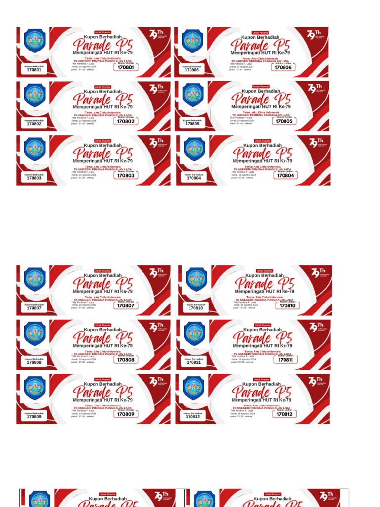 Kupon Hut Ri P5 Ke 79 | PDF