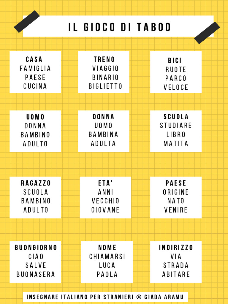 Taboo Di Italiano L2 | PDF