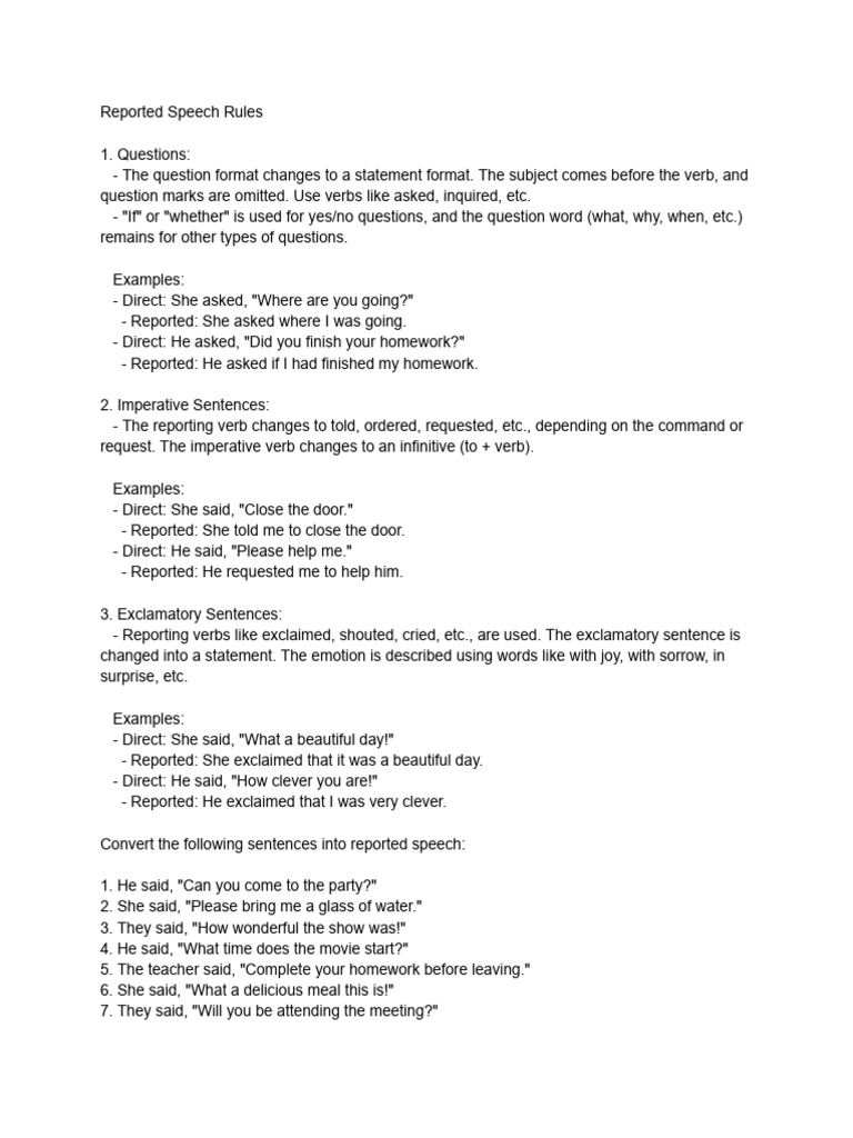 Reported Speech | PDF