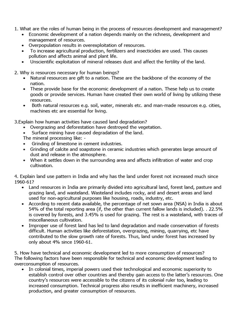 Class 10 Geo- Resources and Development notes | PDF Class 10 Geo- Resources and Development notes | PDF
