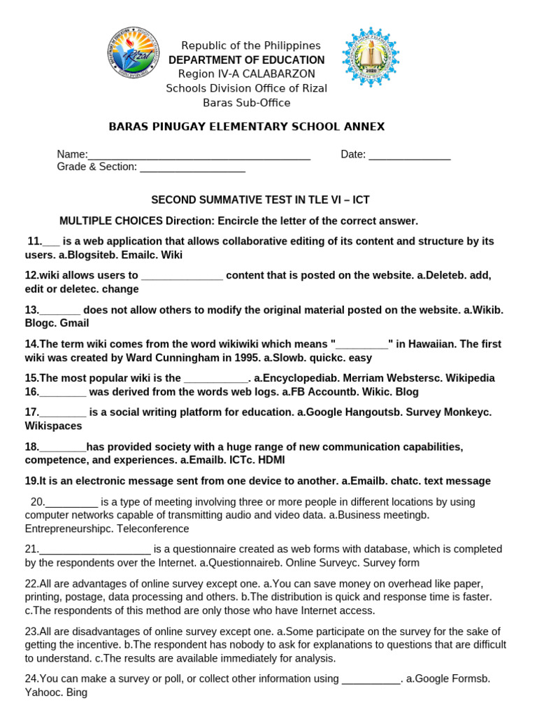 Summative Test #2 Tle Vi Ict | PDF