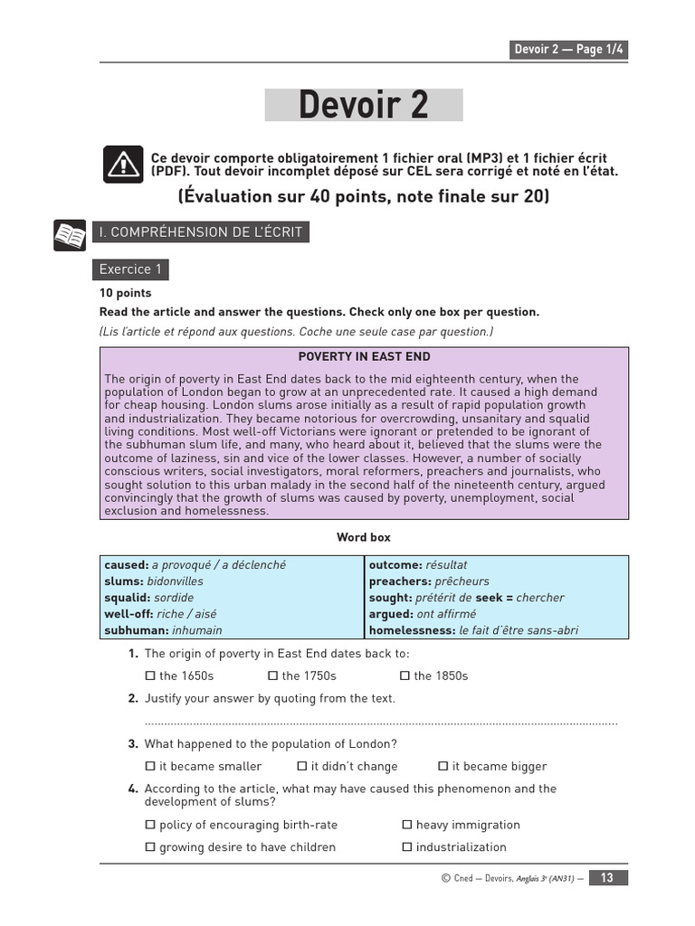 Devoir 2: (Évaluation Sur 40 Points, Note Finale Sur 20) | PDF