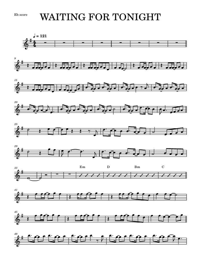 Waiting For Tonight Eb Score | PDF