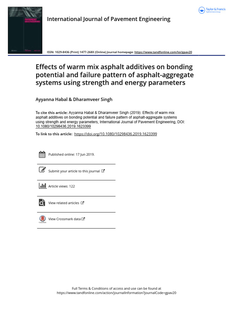 Effects of Warm Mix Asphalt Additives On Bonding Potential and Failure ...