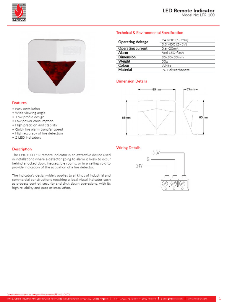 LED Remote Indicator LFR 100 | PDF