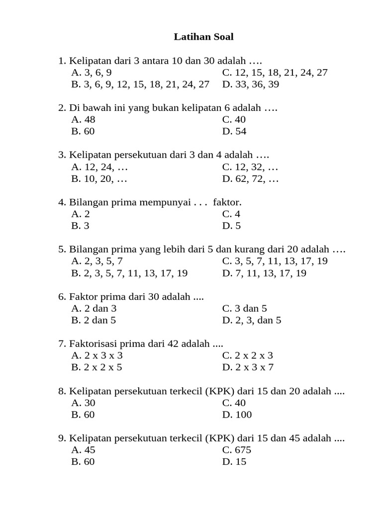 Latihan Soal Les | PDF
