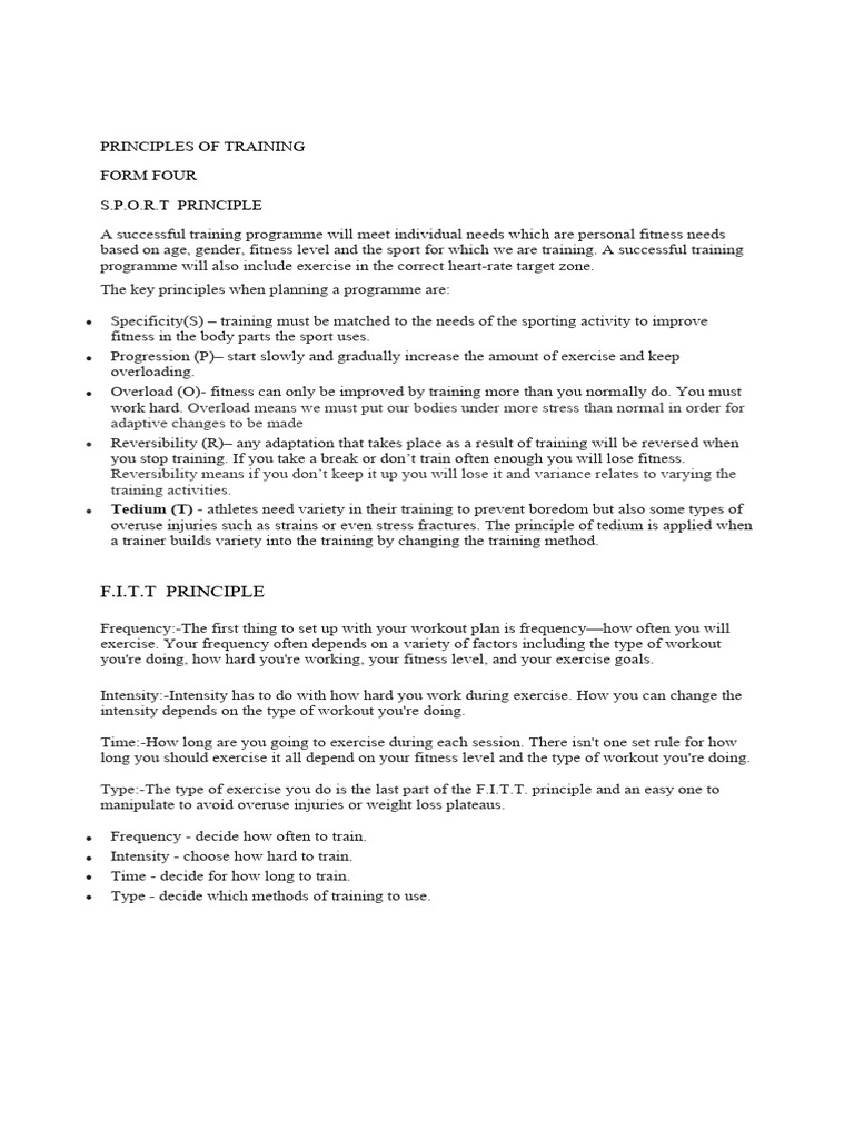 Principles of Training 2 | PDF