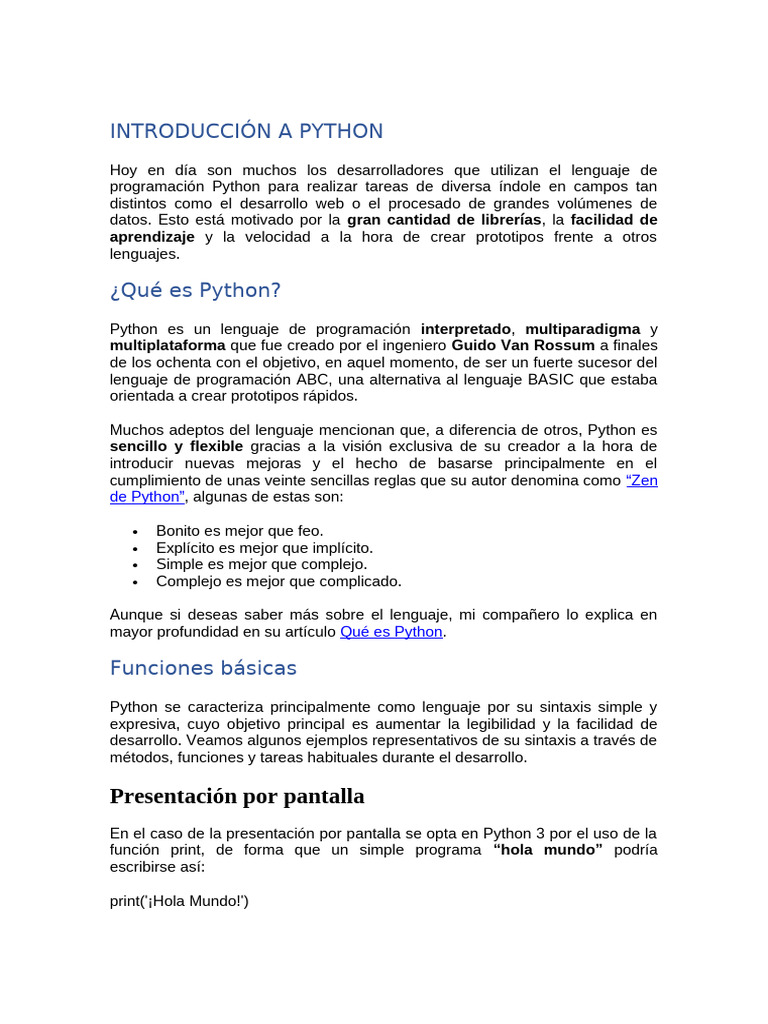 Introducción A Python | PDF