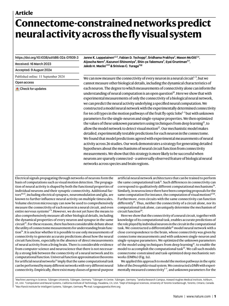 Connectome-Constrained Networks Predict Neural Activity Across The Fly Visual System | PDF ...