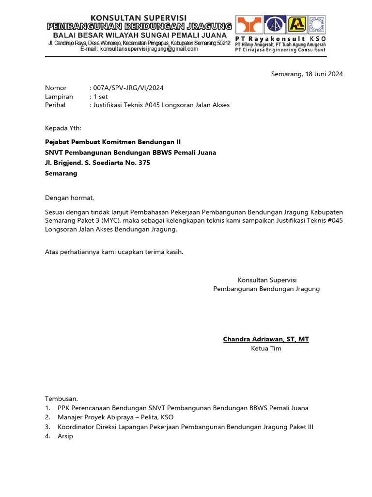Justifikasi Teknis #45 Longsoran Jalan Akses Rev 29.08.2024 III | PDF