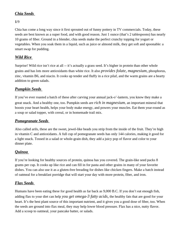 9 Seeds To Eat | PDF
