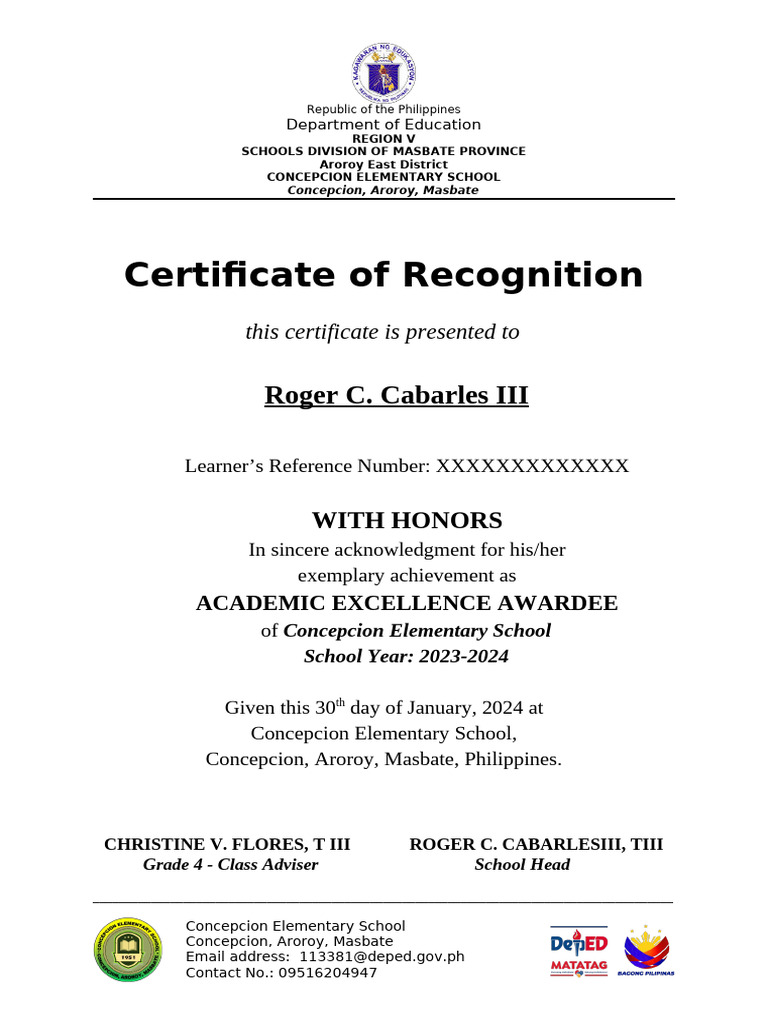 Certificate With Honors | PDF
