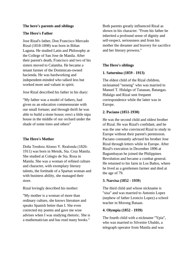 Hero and Parents Sibling | PDF