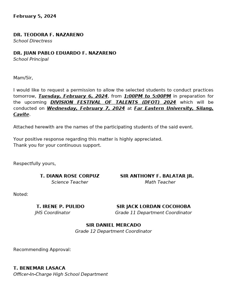 DFOT Letter of Request | PDF