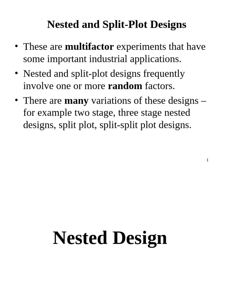 Nestedand Split Plot Designs | PDF