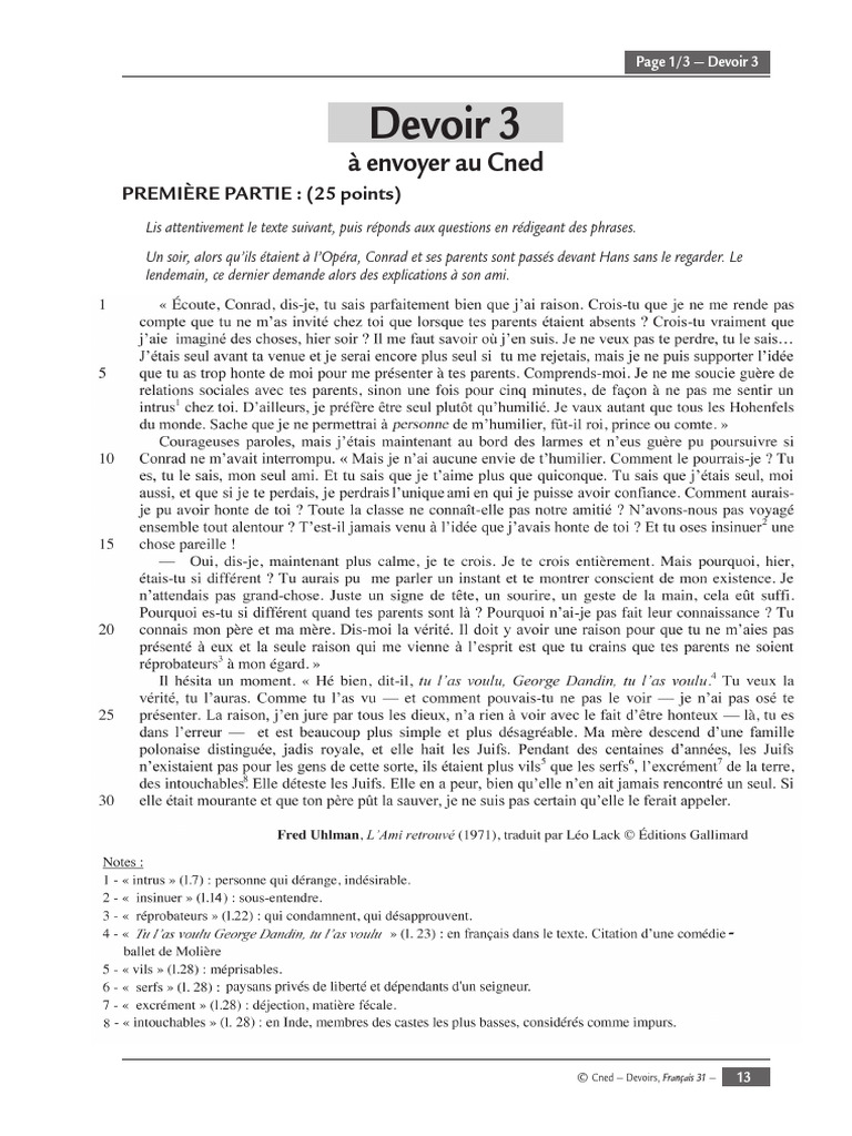 Devoir 3: À Envoyer Au Cned | PDF