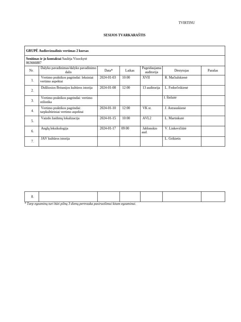 Sesijos Tvarkarascio Sablonas 2023 | PDF