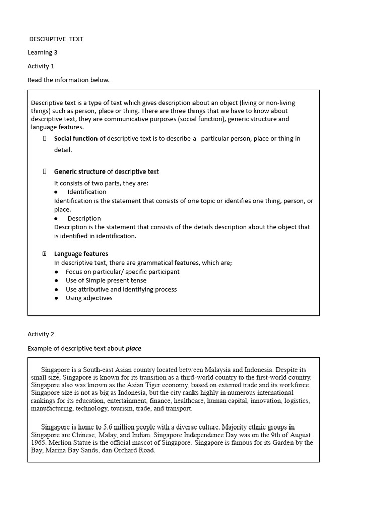 Materi Descriptive Text | PDF | Singapore | Travel