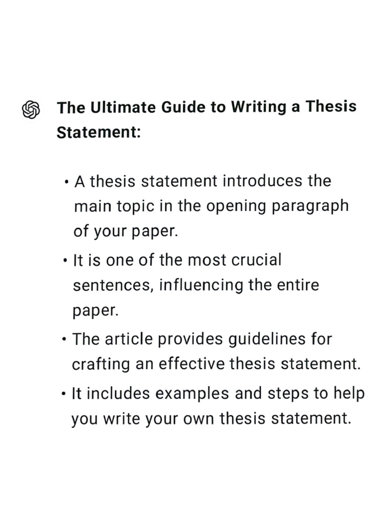 The Ultimate Guide To Writing A Thesis Statement (Bullets) | PDF