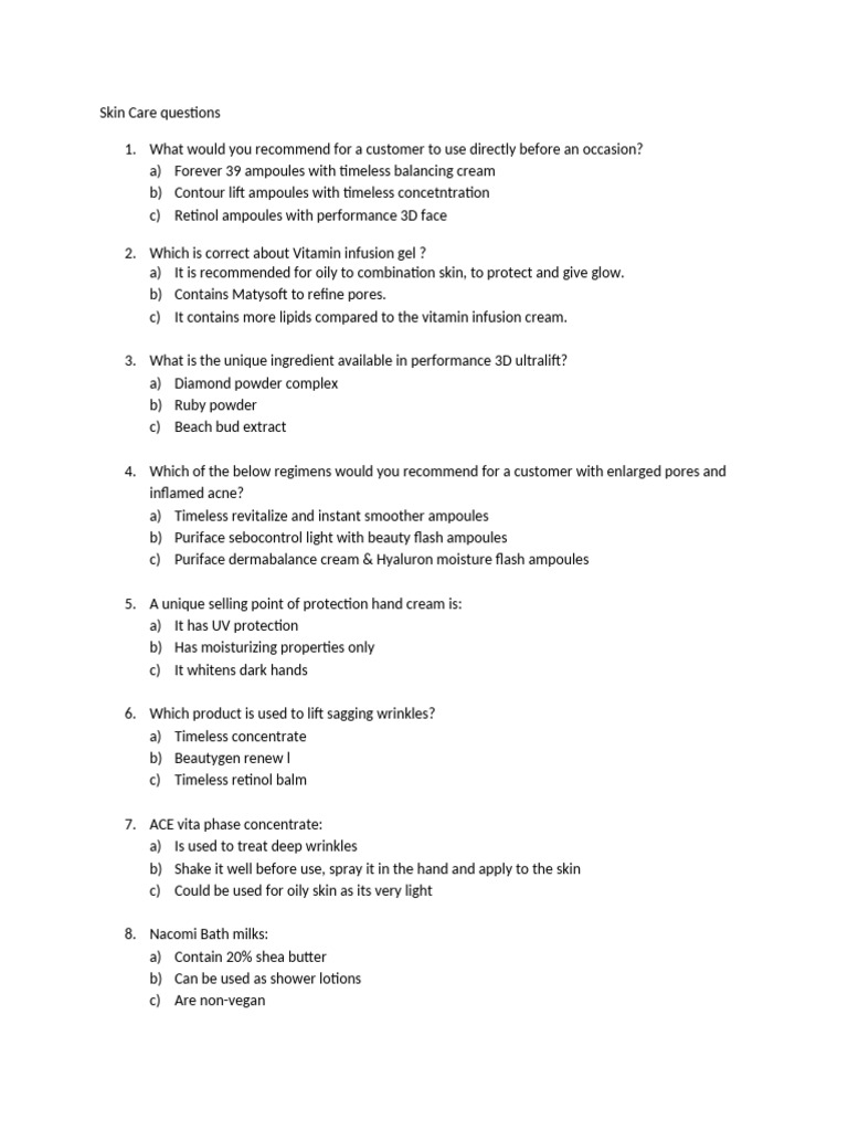 Skin Care Questions | PDF