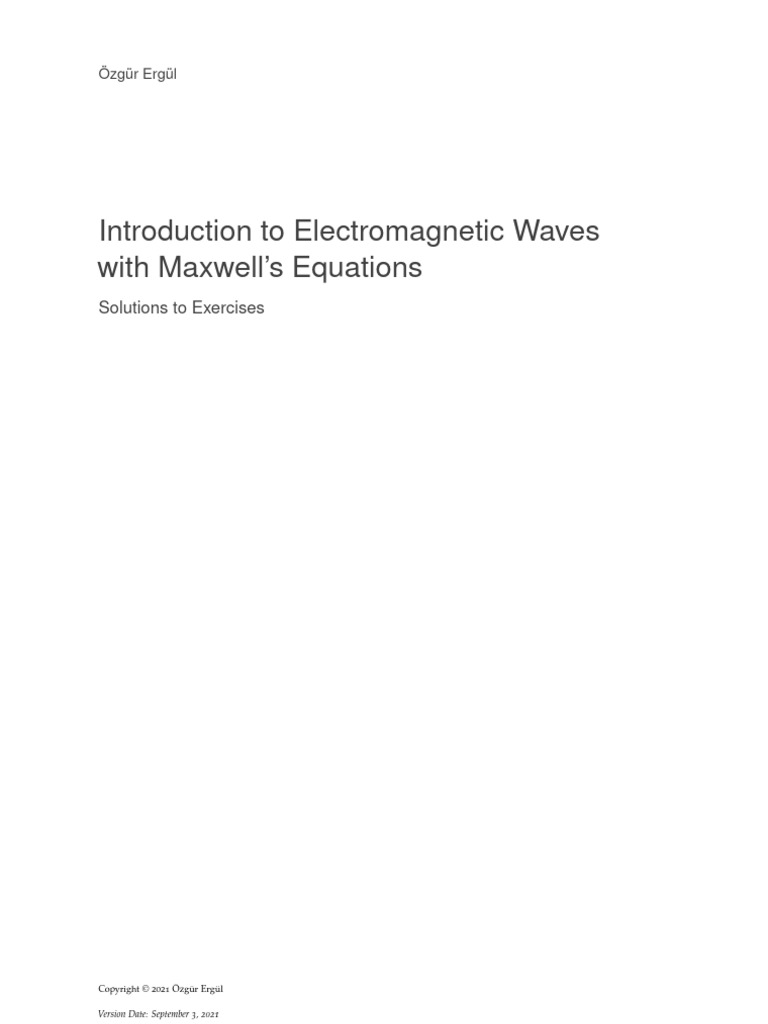 Ergul Introduction To Electromagnetic Waves With Maxwells Equations