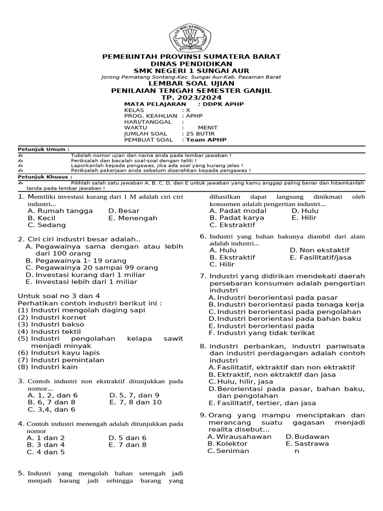 Dasar - Dasar Program Keahlian APHP Edit | PDF