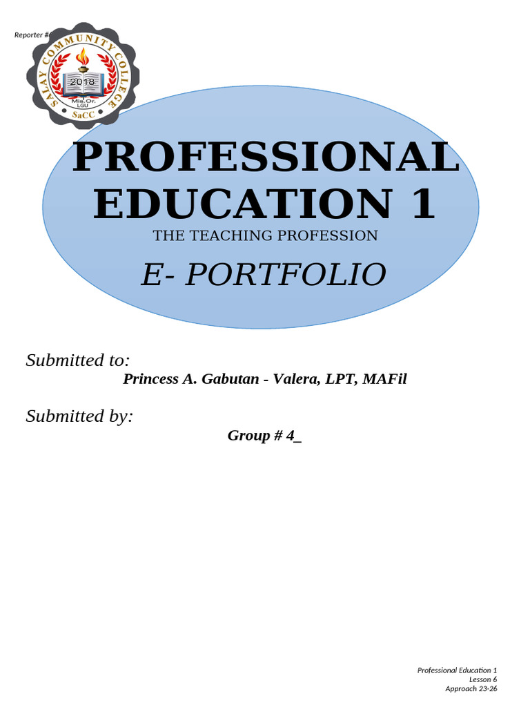 E Portfolio The Teaching Profession Template | PDF